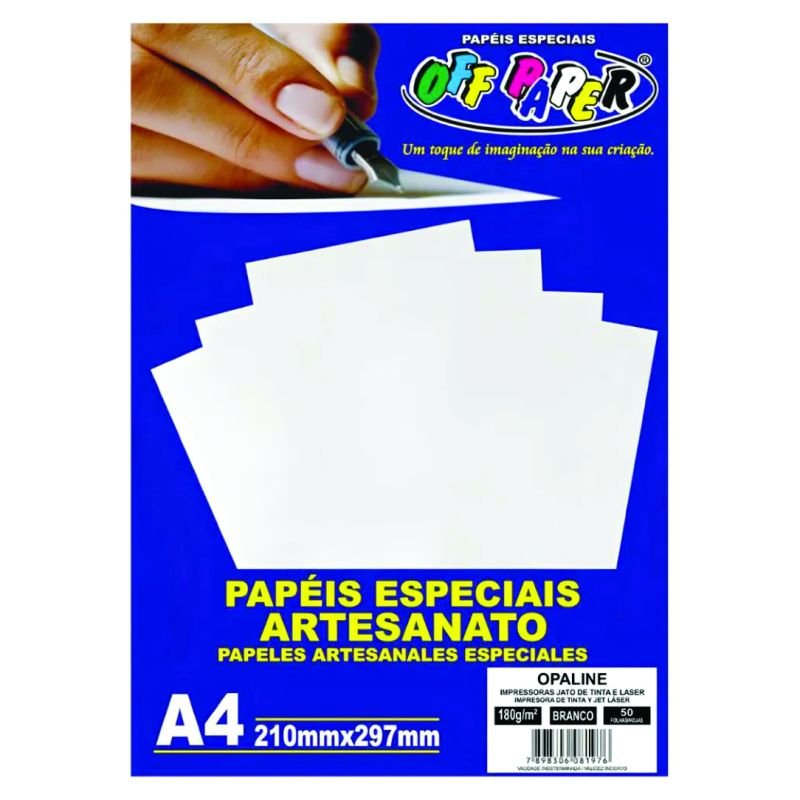 ADN SUPRIMENTOS - Papel Opaline Branco A4 -180g - 50 fls - Off Paper